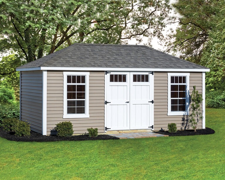 Hip Roof Deluxe Vinyl Sheds | Green Acres Outdoor Living